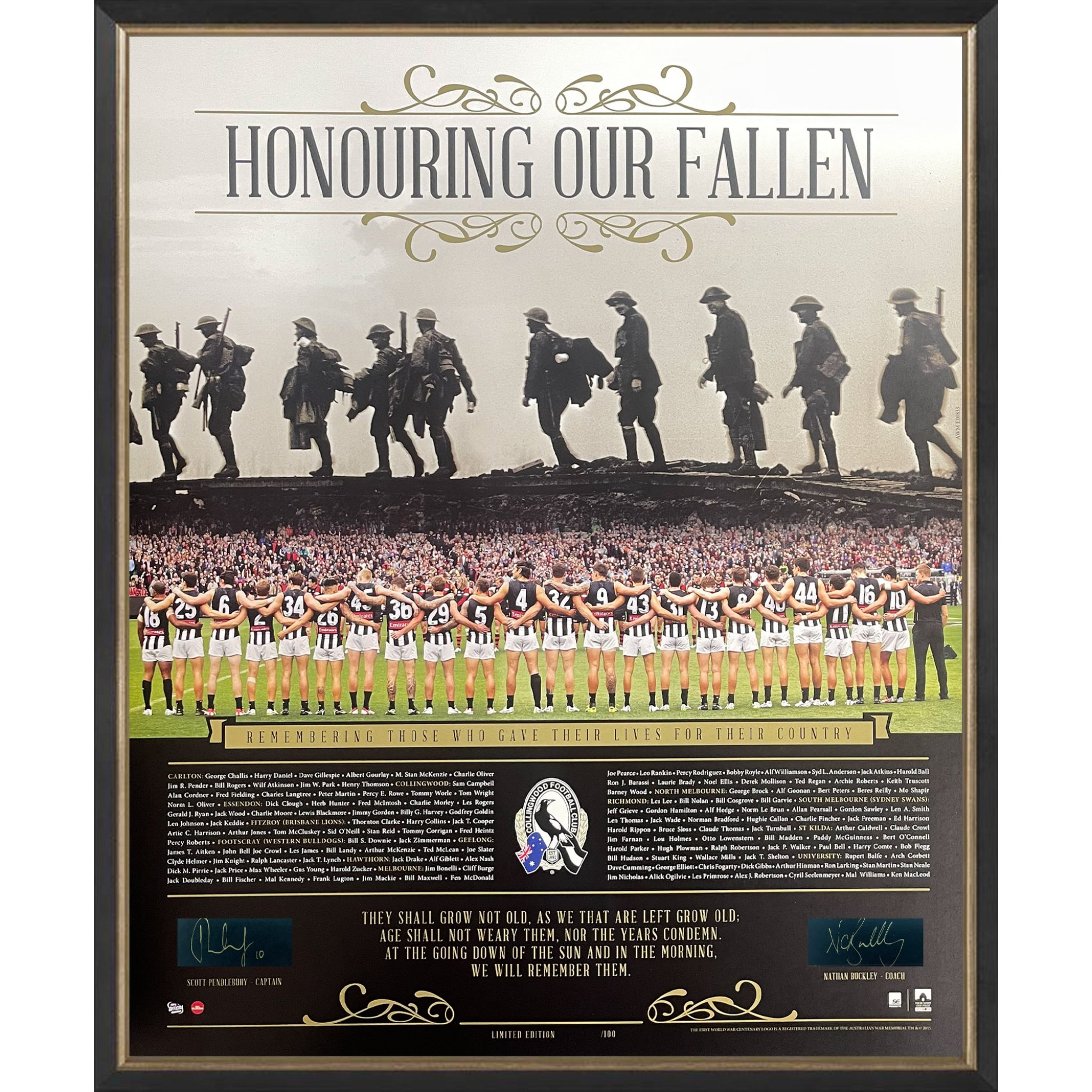 Collingwood Magpies - Scott Pendlebury & Nathan Buckley Signed Framed ...