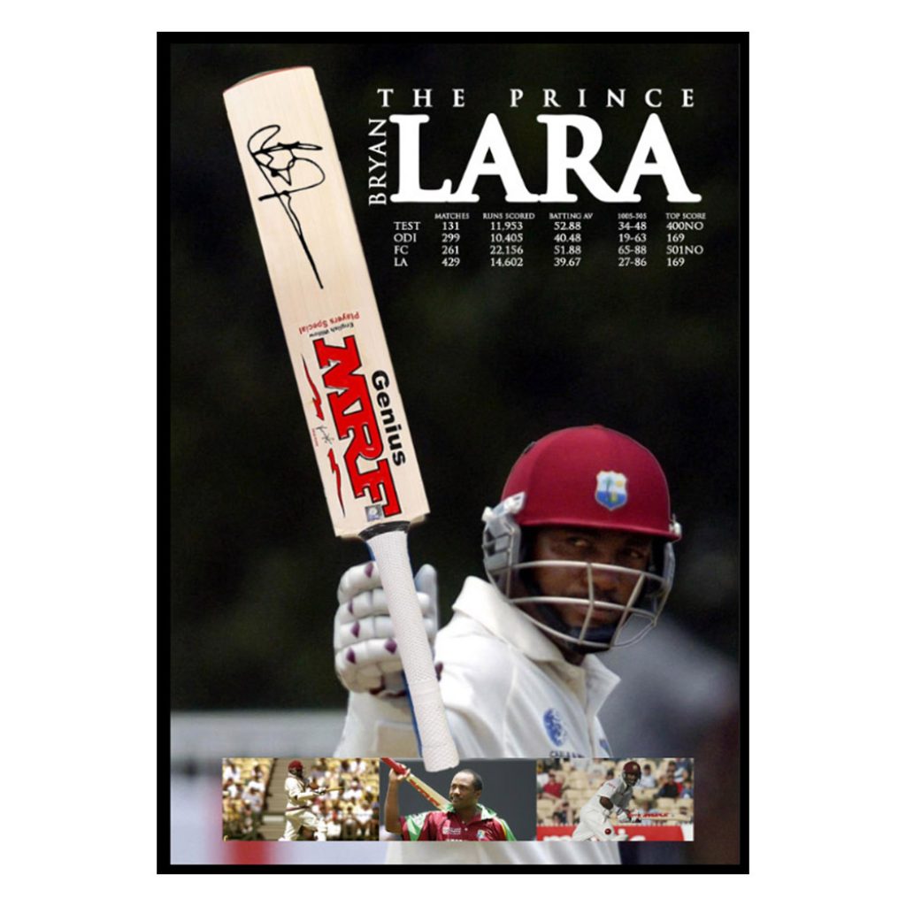 Cricket - Brian Lara Signed & Framed Mini Cricket Bat | Taylormade ...
