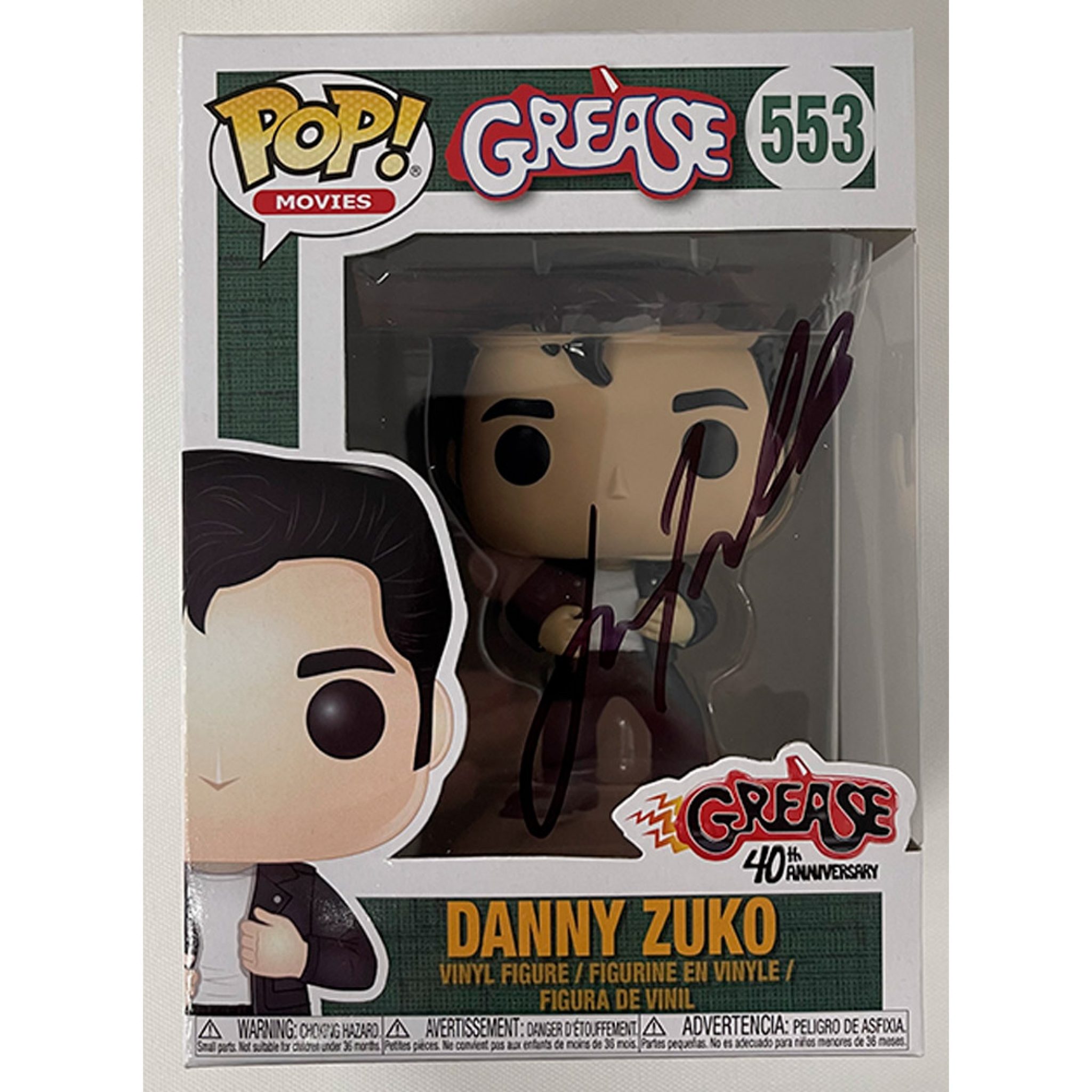 John Travolta - Danny Zuko "Grease" #553 Autographed Funko "POP" Vinyl ...