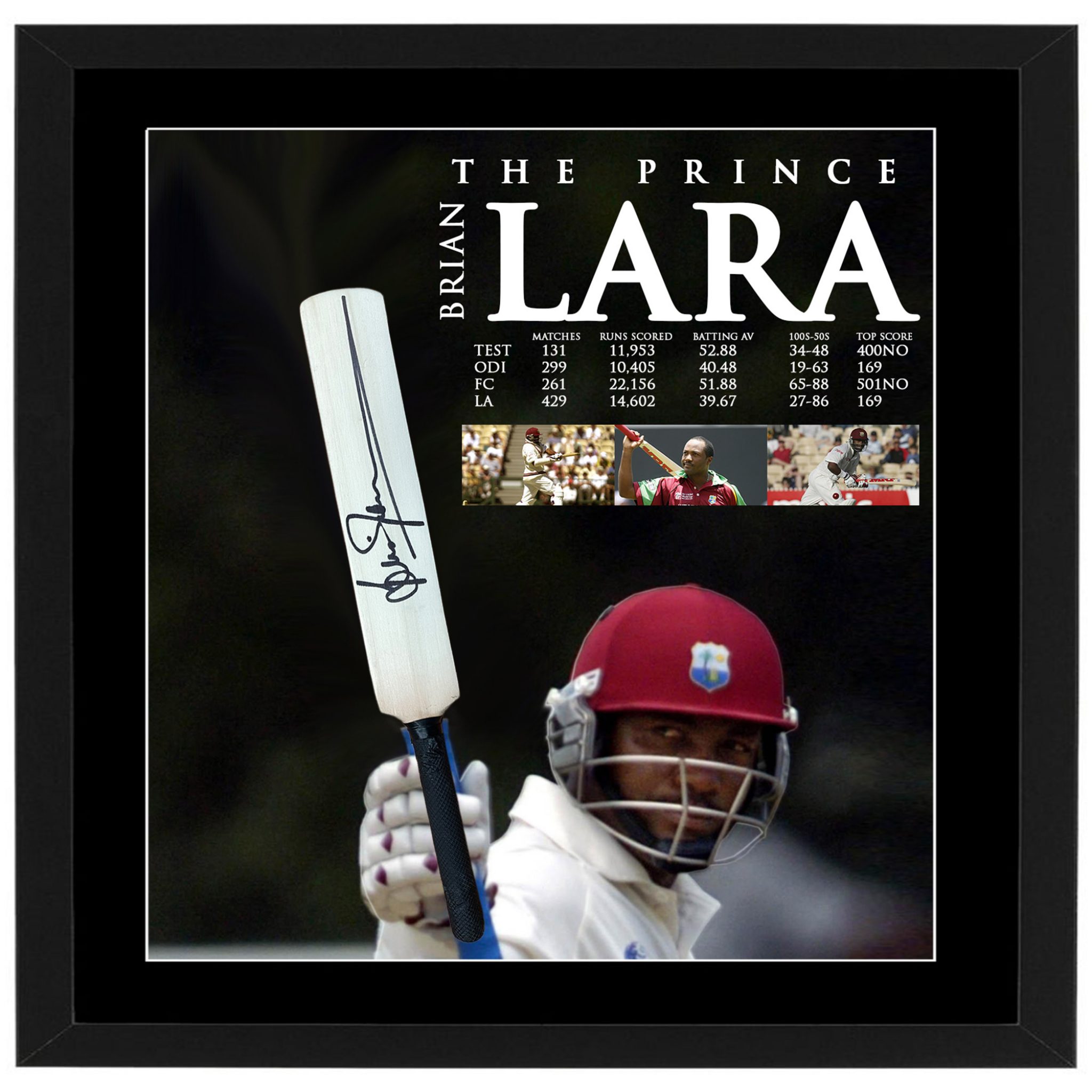 Cricket - Brian Lara Signed & Framed Mini Cricket Bat | Taylormade ...