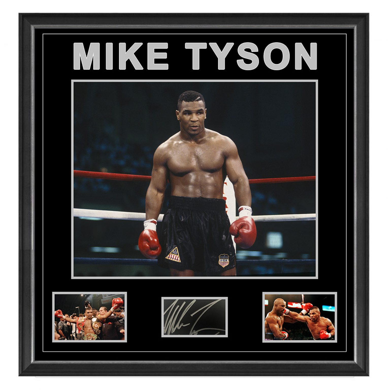 Boxing - Mike Tyson - Signed & Framed Signature Card Collage ...
