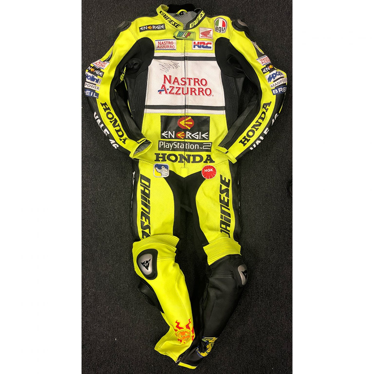 Valentino Rossi - Hand Signed Full Size Yellow Race Suit | Taylormade ...