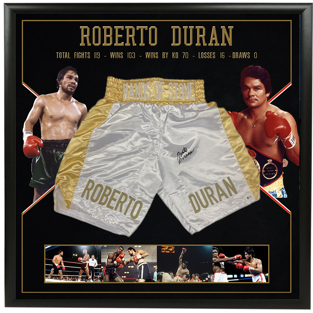 Roberto Duran - Signed & Framed Boxing Trunks (Beckett COA ...