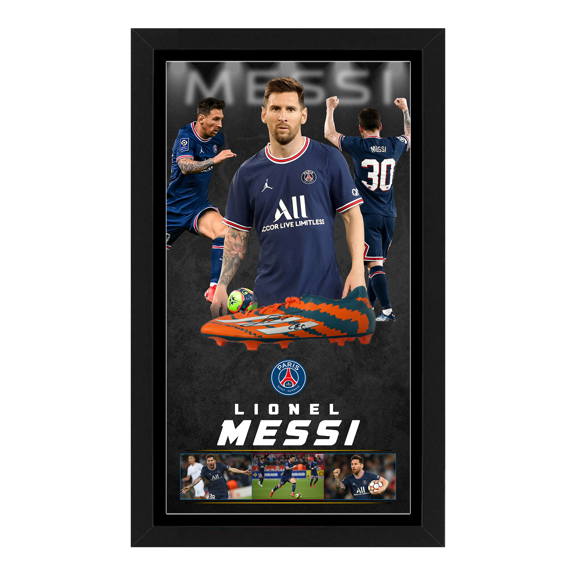 Soccer - Lionel Messi PSG Signed & Framed Boot | Taylormade Memorabilia ...