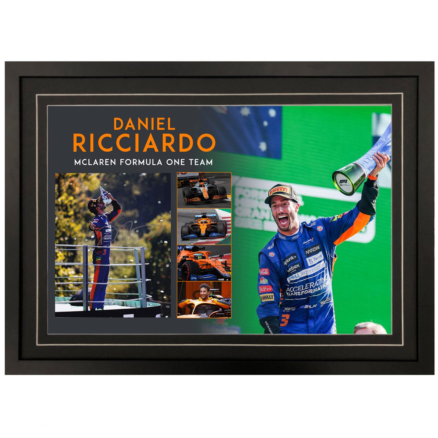 Motorsport – Daniel Ricciardo Signed & Framed Portrait "Shoey" McLaren ...