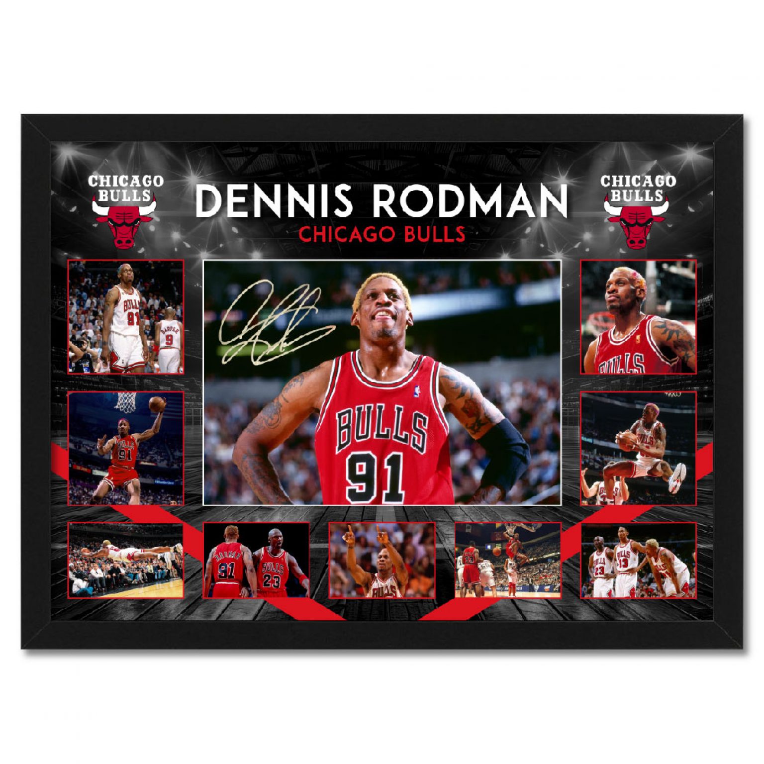 Basketball - Dennis Rodman Chicago Bulls Framed Large Photo Collage ...