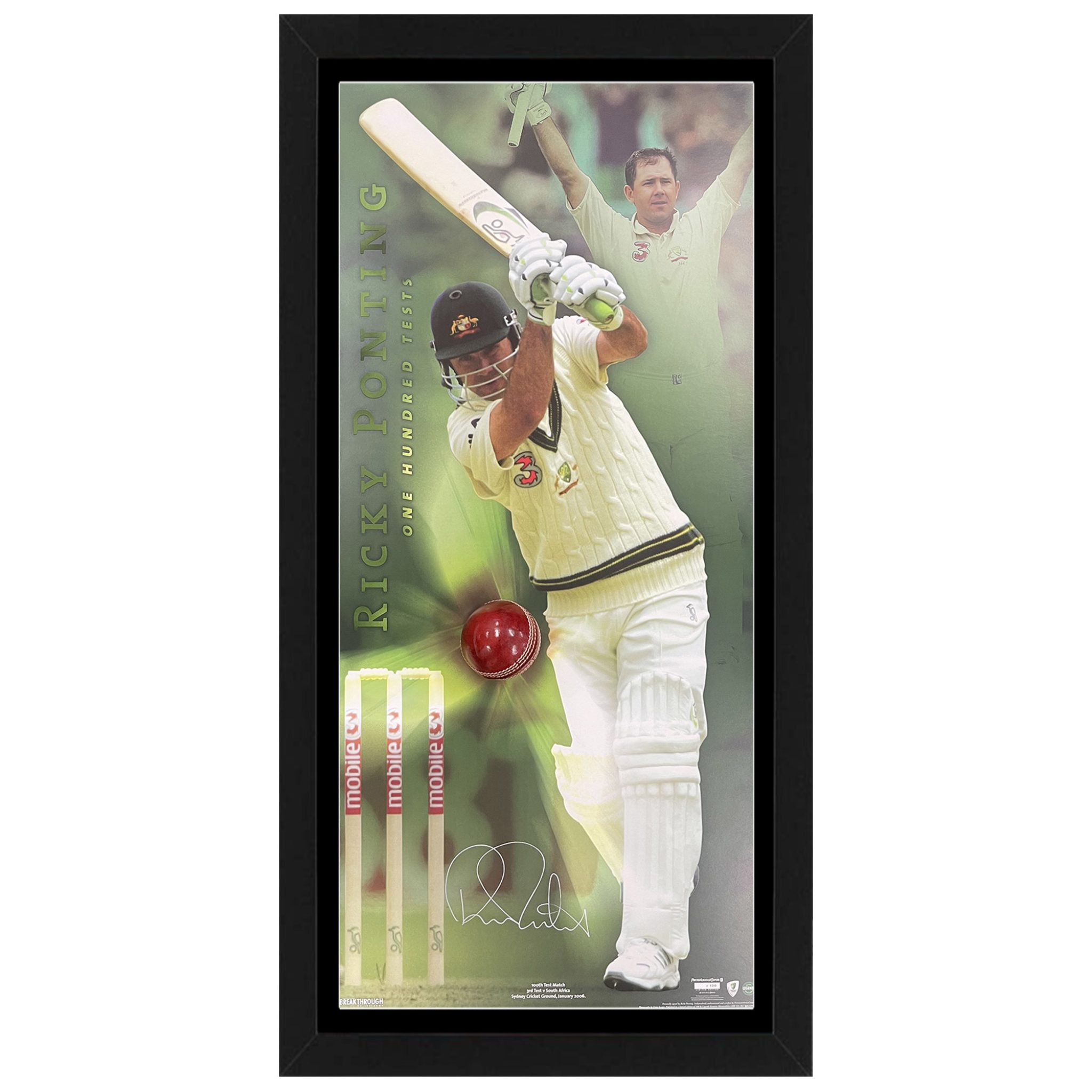 Cricket - Ricky Ponting "One Hundred Tests" Signed & Framed Ballistic ...