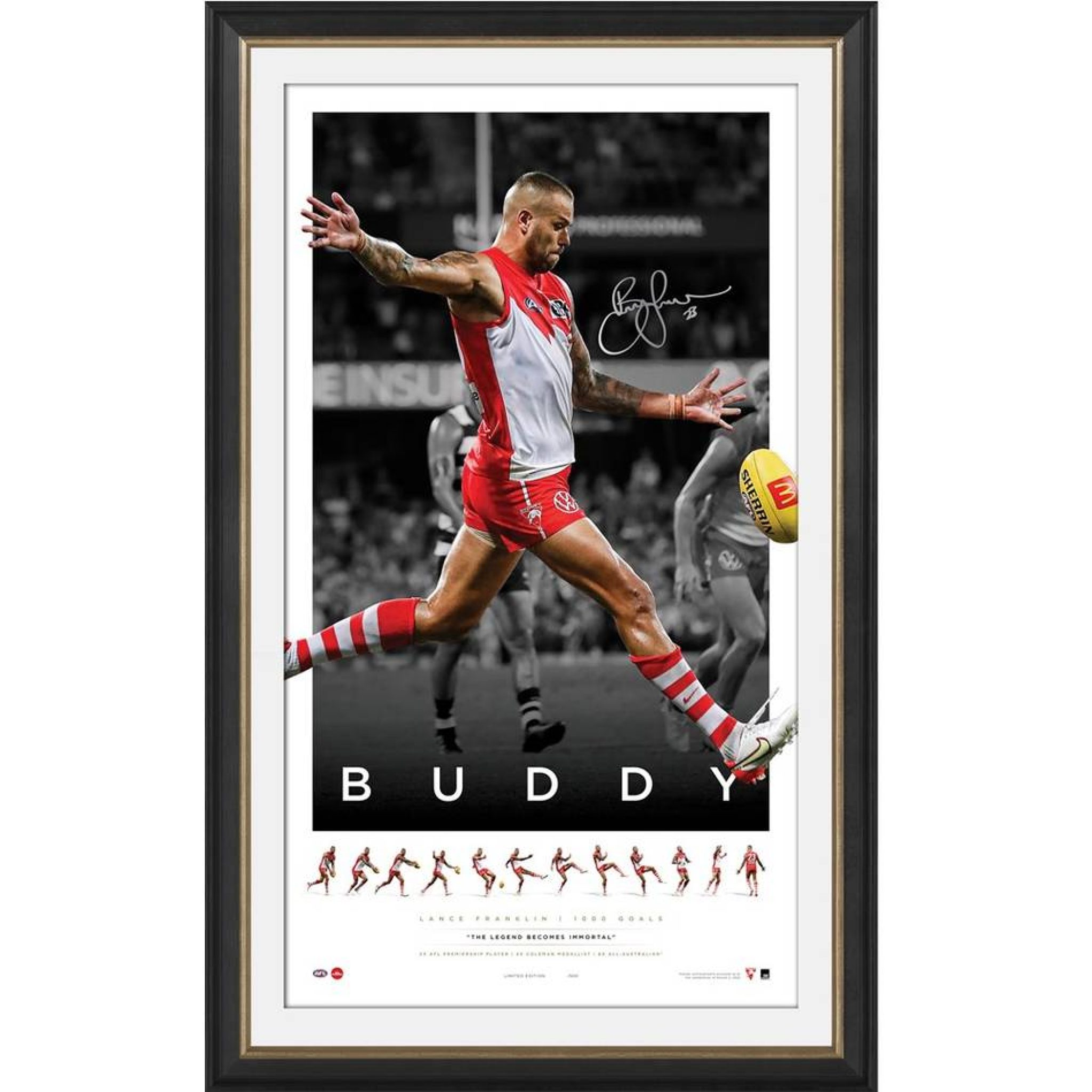 Sydney Swans - LANCE FRANKLIN 1000 GOALS SIGNED VERTIRAMIC | Taylormade Memorabilia | Sports ...