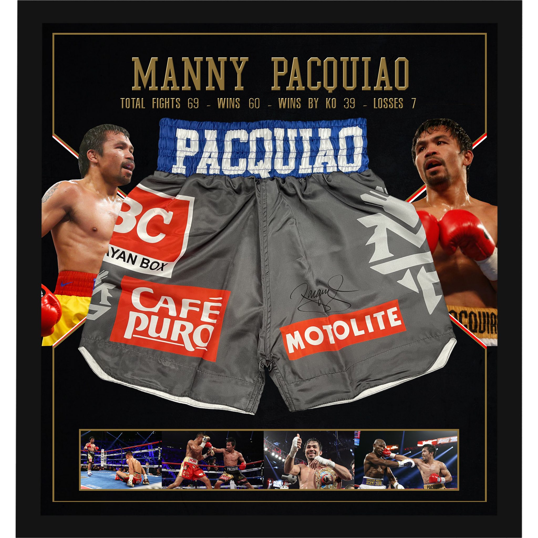 Manny Pacquiao Signed & Framed Boxing Trunks | Taylormade Memorabilia ...