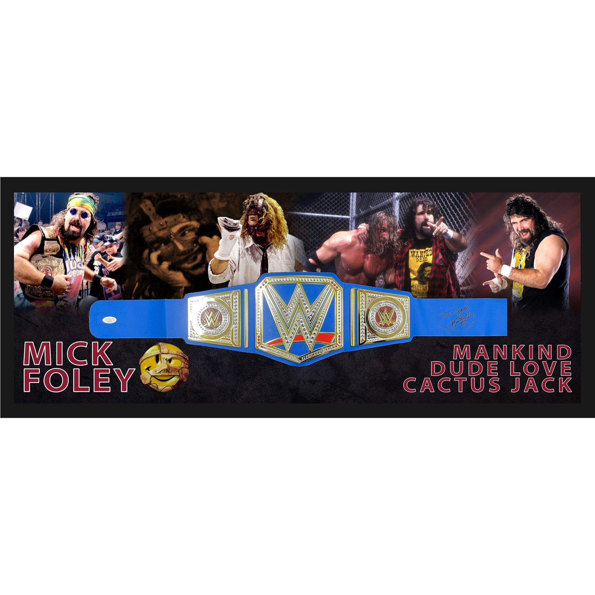 Mick Foley - Signed & Framed Replica WWE Universal Championship Belt ...