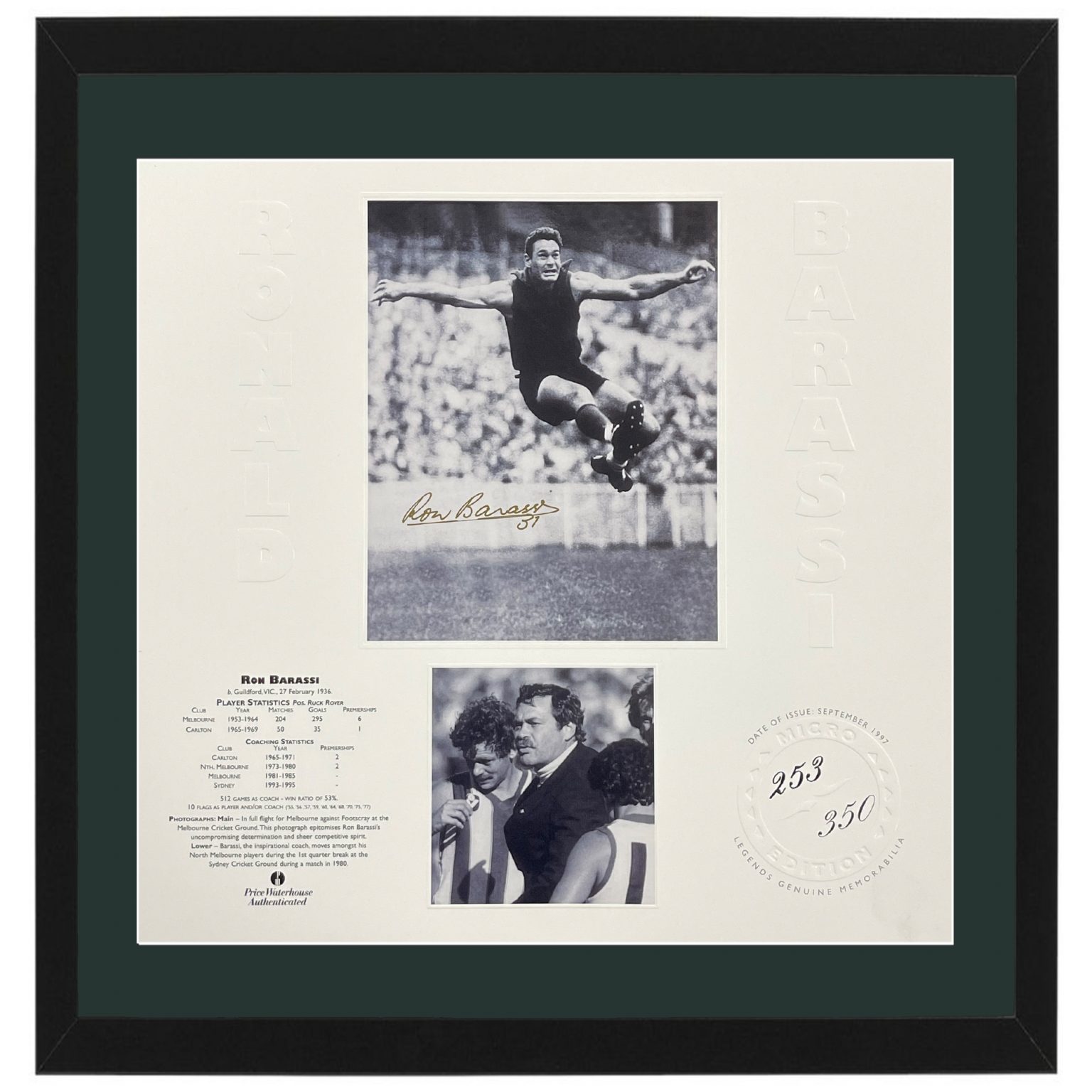 Melbourne demons - Ron Barassi Signed Limited Edition "Micro Edition ...