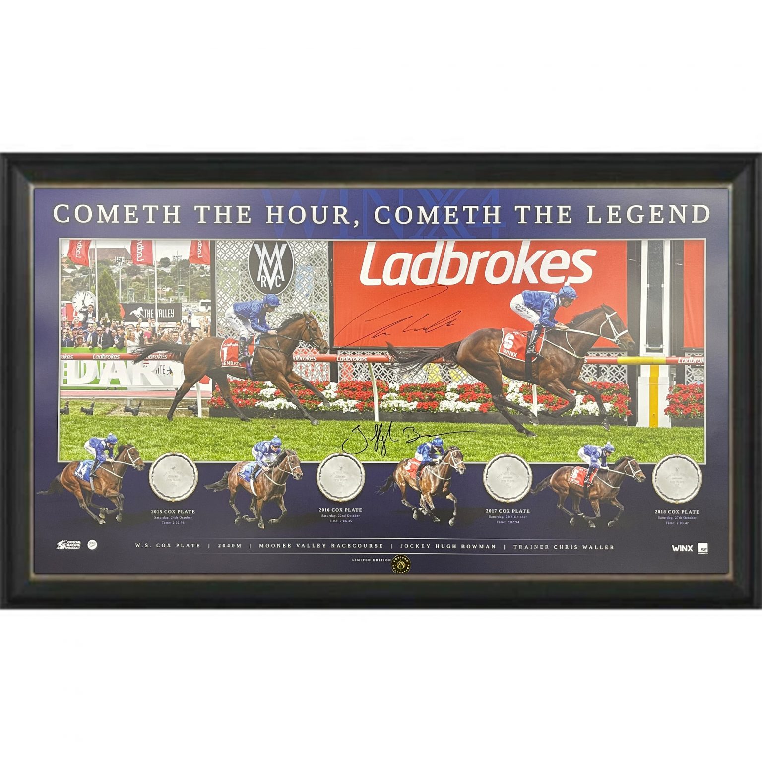 Winx 4 x Cox Plate Champion Signed Limited Edition Print Framed ...