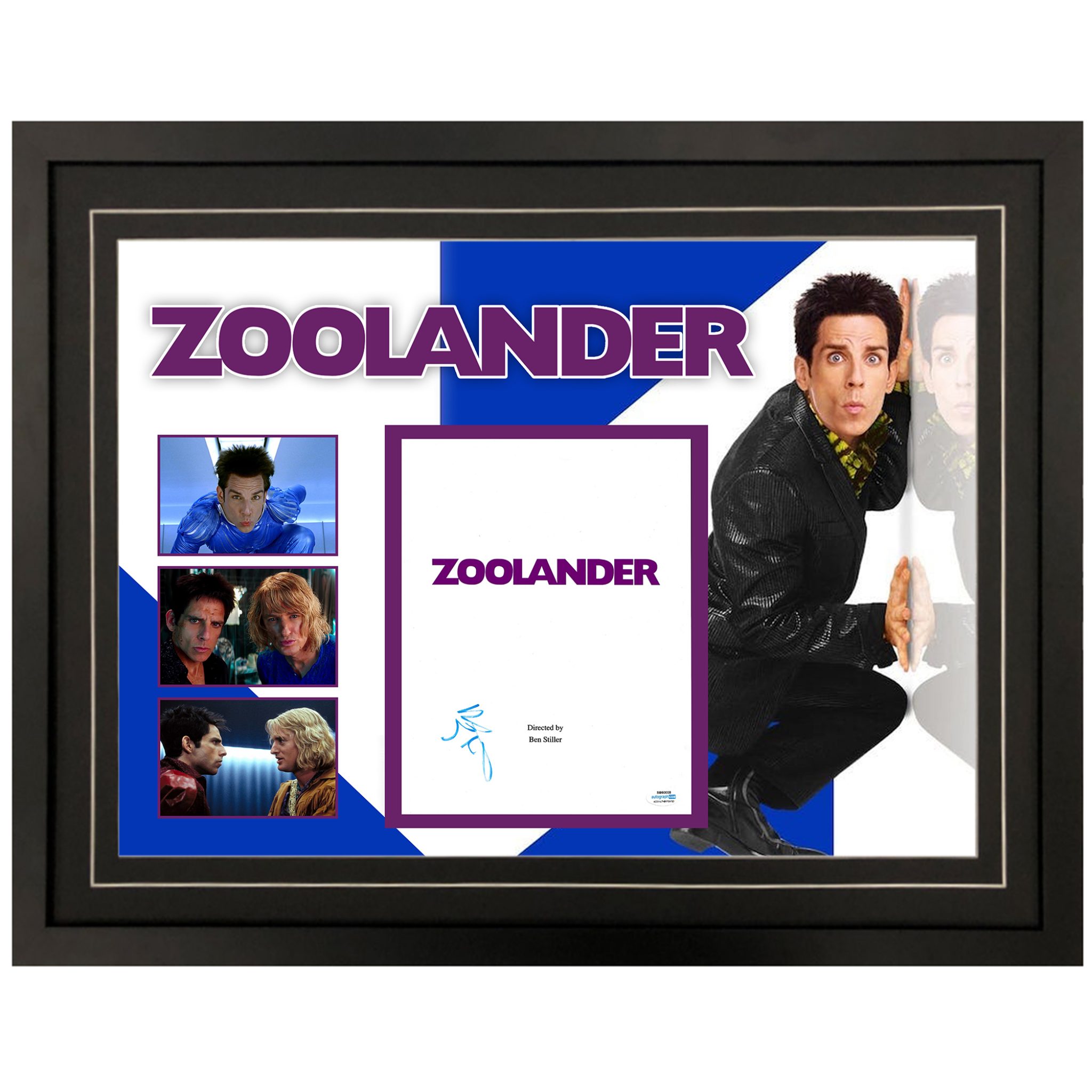 Ben Stiller - Signed Zoolander Movie Script 8x10 Cover Page Framed ...