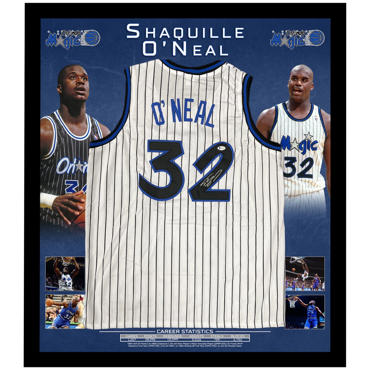 Basketball - Shaquille O'Neal Signed & Framed White Orlando Magic ...