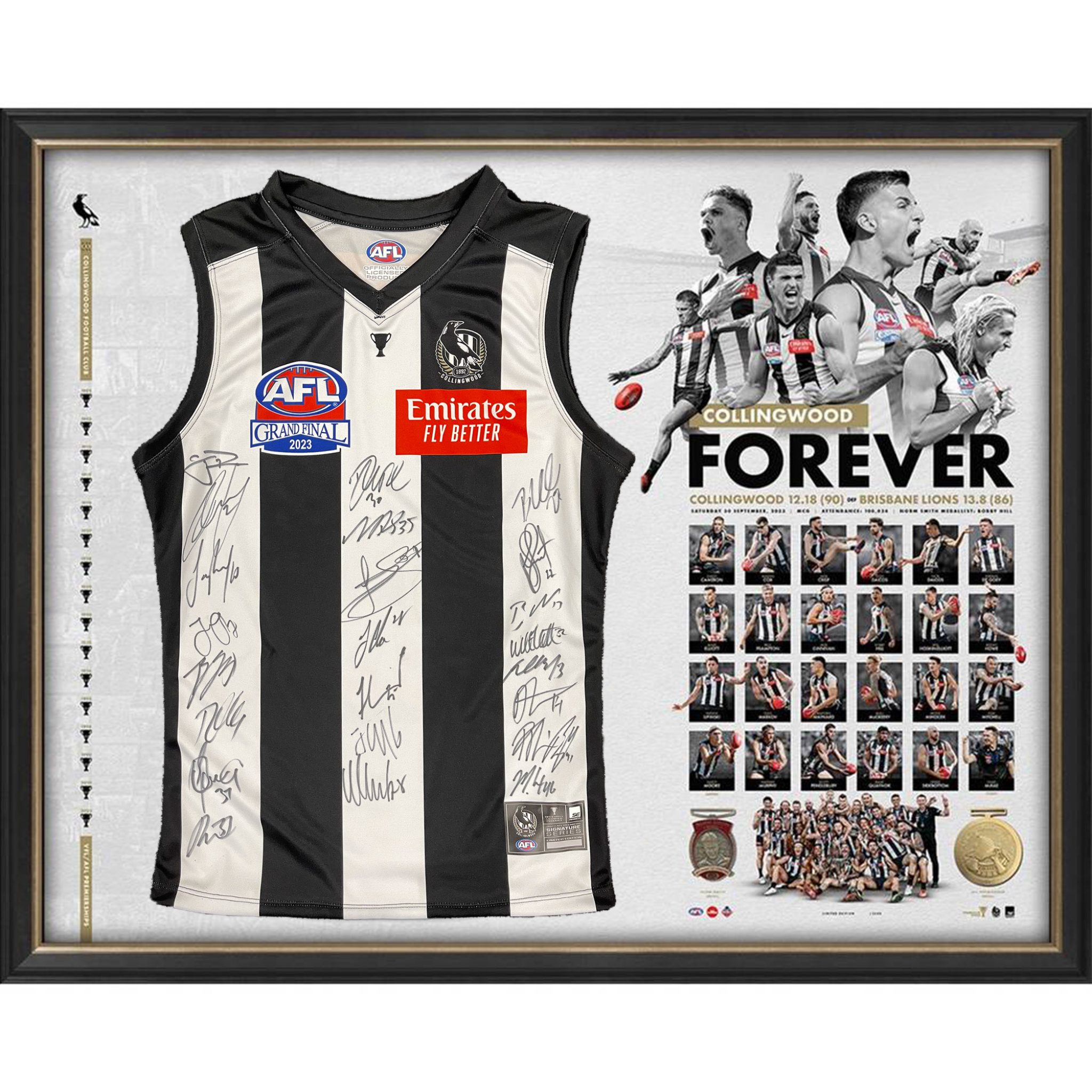 COLLINGWOOD 2023 PREMIERS TEAM SIGNED & FRAMED GUERNSEY | Taylormade Memorabilia | Sports ...