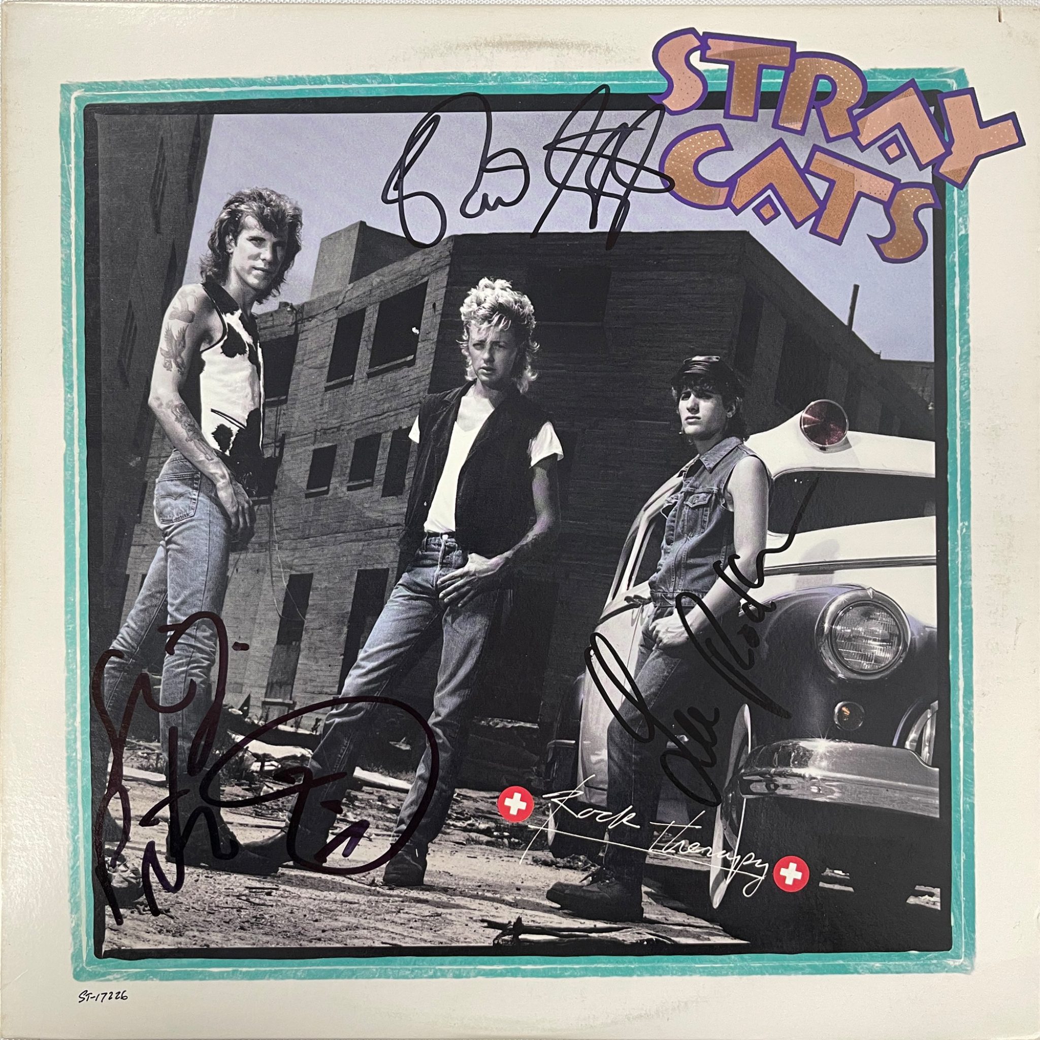 Music - STRAY CATS Signed & Framed Rock Therapy Vinyl Album Cover (JSA ...