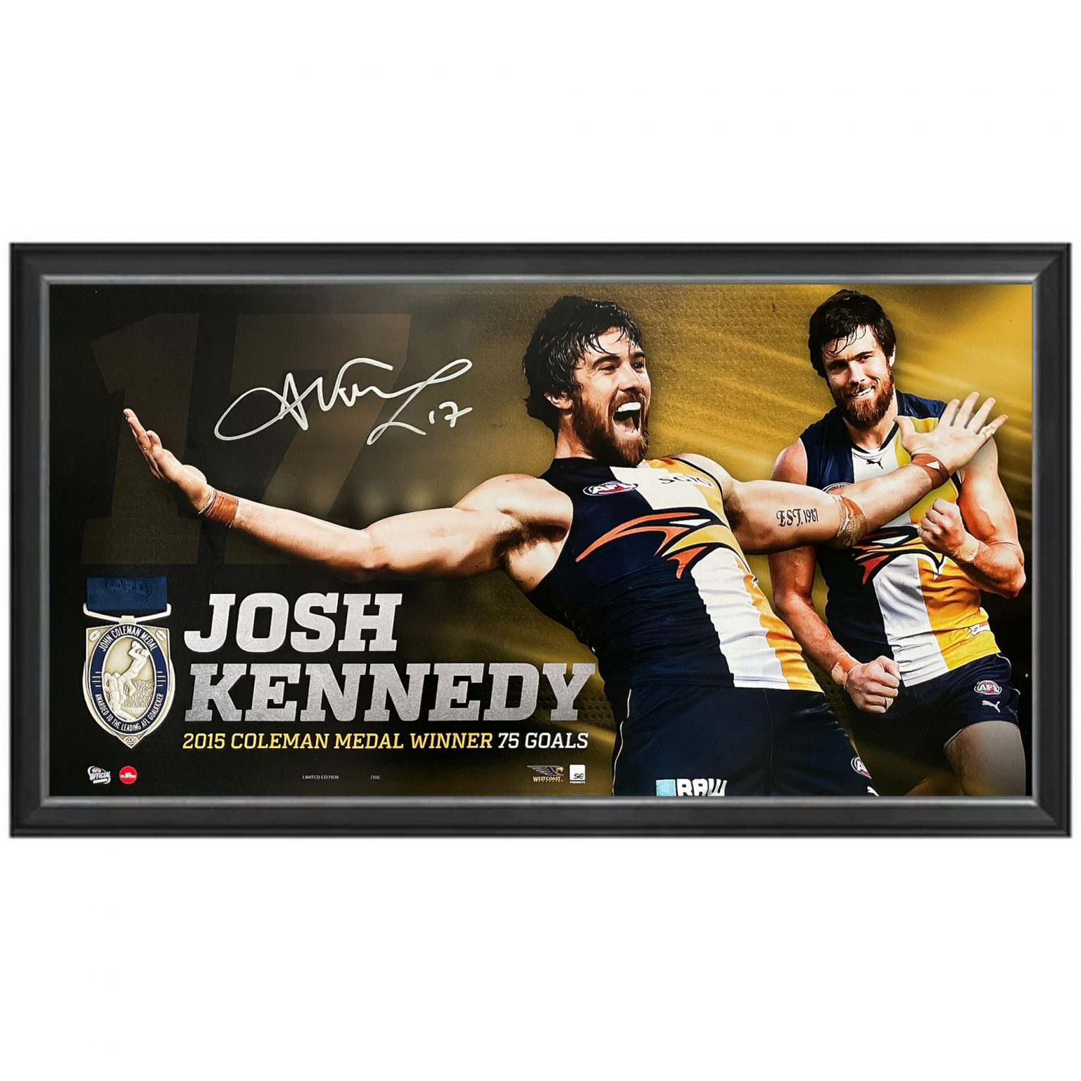 West Coast Eagles - Josh Kennedy Signed & Framed 2015 Coleman Medal ...