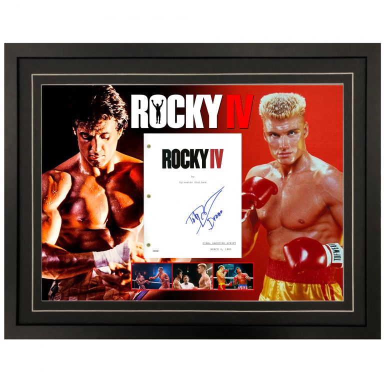 DOLPH LUNDGREN Signed & Framed Rocky 4 Movie Script (JSA COA ...