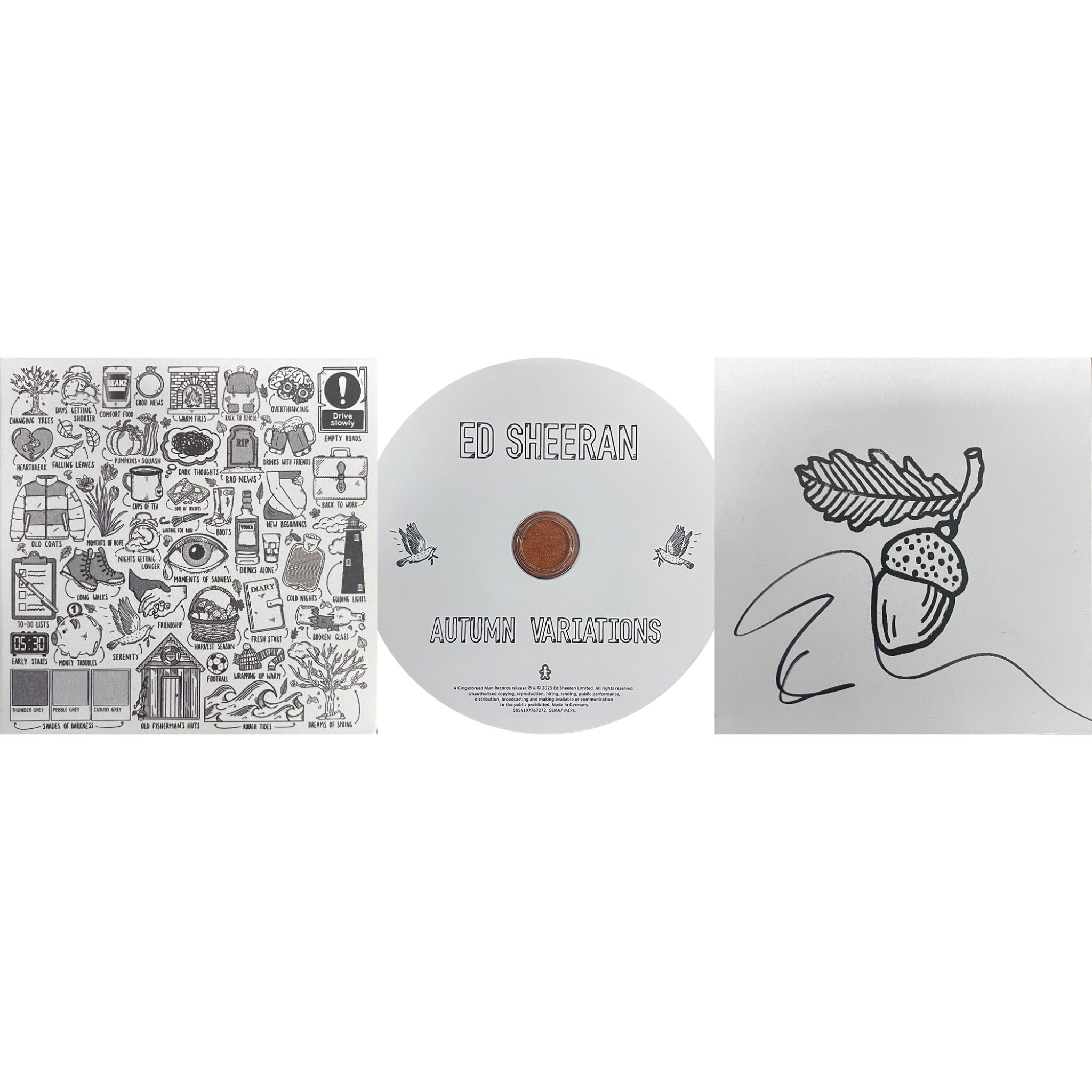 Ed Sheeran - Signed & Framed AUTUMN VARIATIONS CD Cover Deluxe Display ...