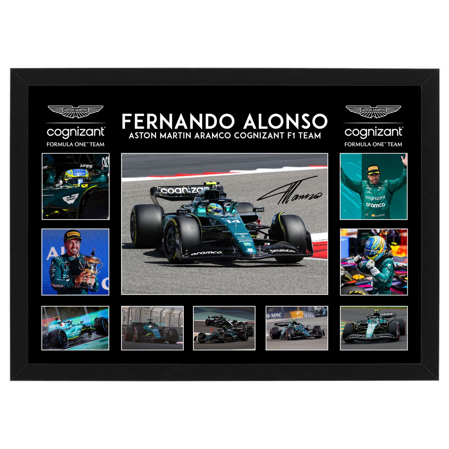 Formula 1 - Fernando Alonso Aston Martin Framed Large Photo Collage ...