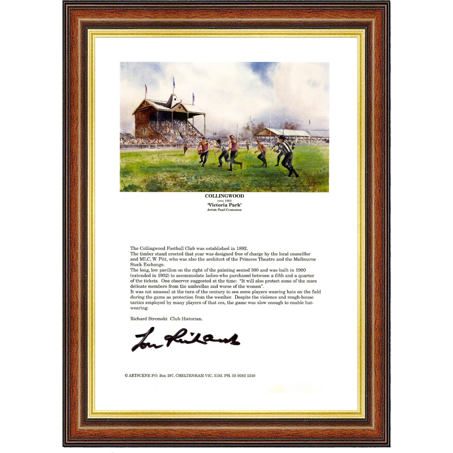 Collingwood Magpies - Lou Richards Signed & Framed Victoria Park ...