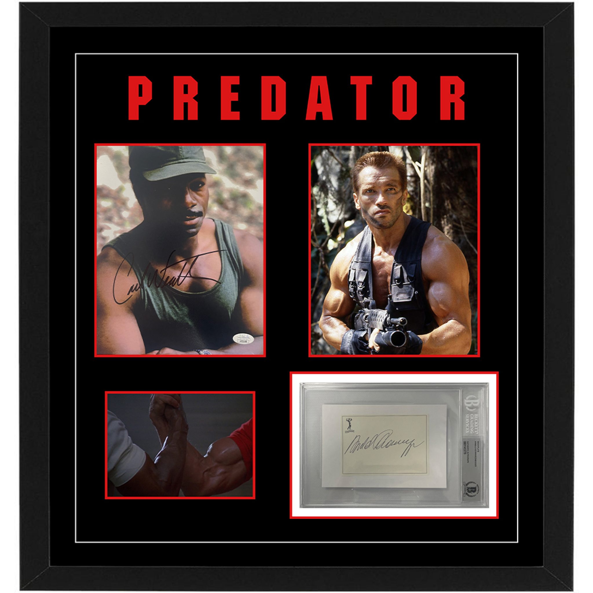 ARNOLD SCHWARZENEGGER & CARL WEATHERS - Signed & Framed Predator ...