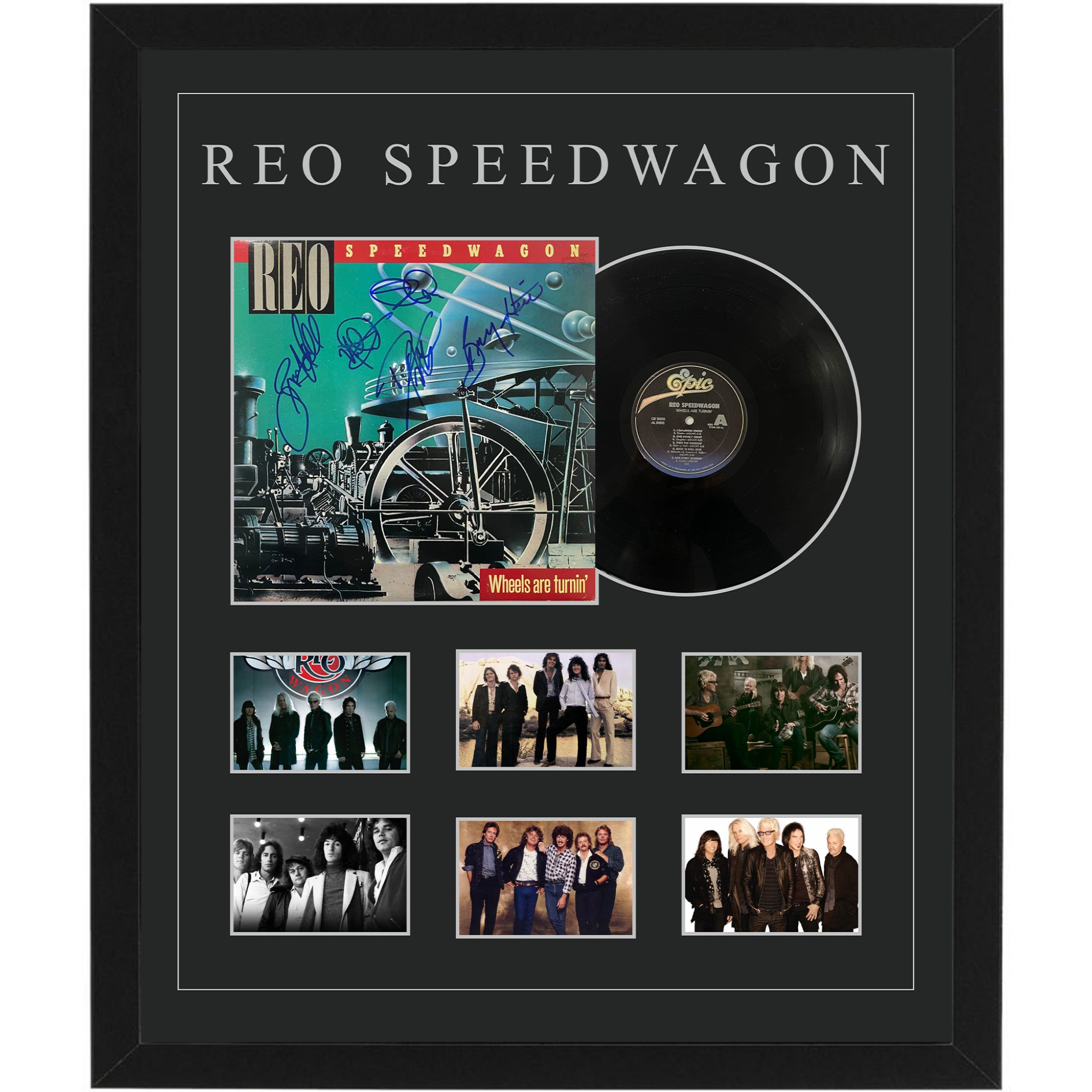Reo Speedwagon - "Wheels are turnin'" Signed & Framed Vinyl Album Cover ...