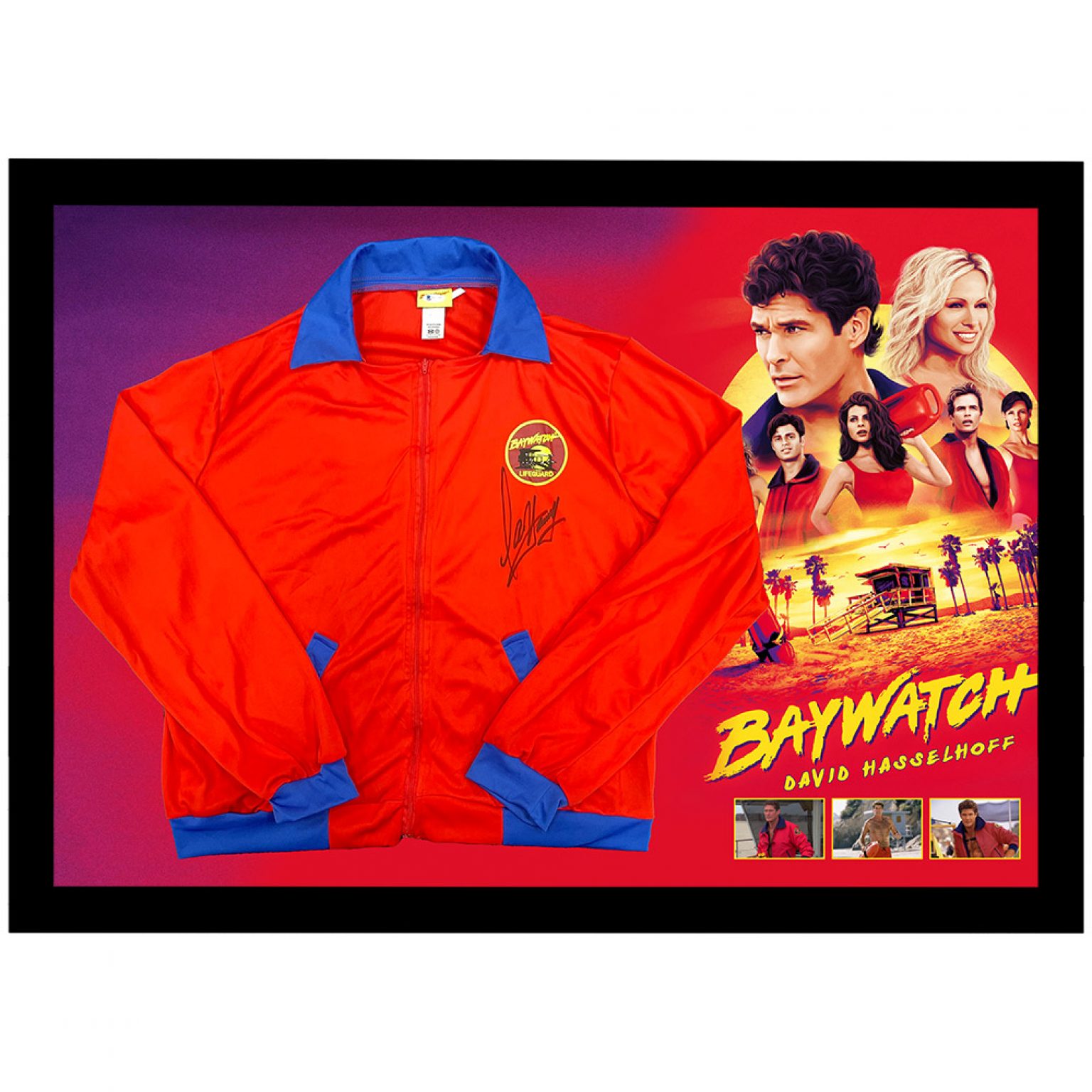 DAVID HASSELHOFF Signed & Framed Baywatch Lifeguard Jacket (Beckett ...
