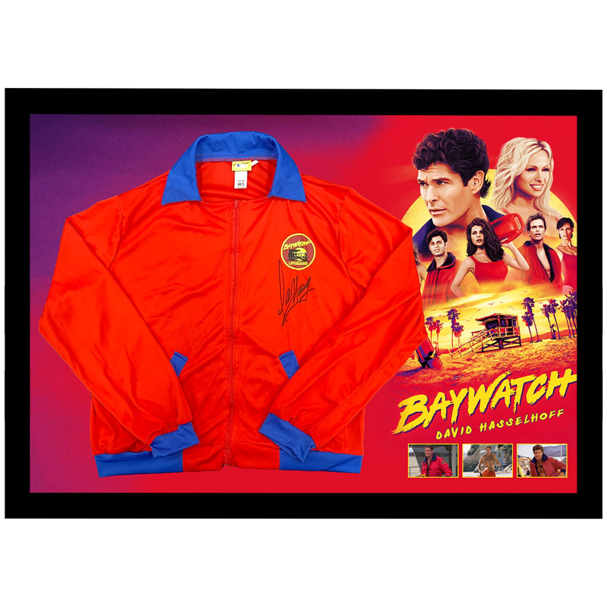 DAVID HASSELHOFF Signed & Framed Baywatch Lifeguard Jacket (Beckett ...