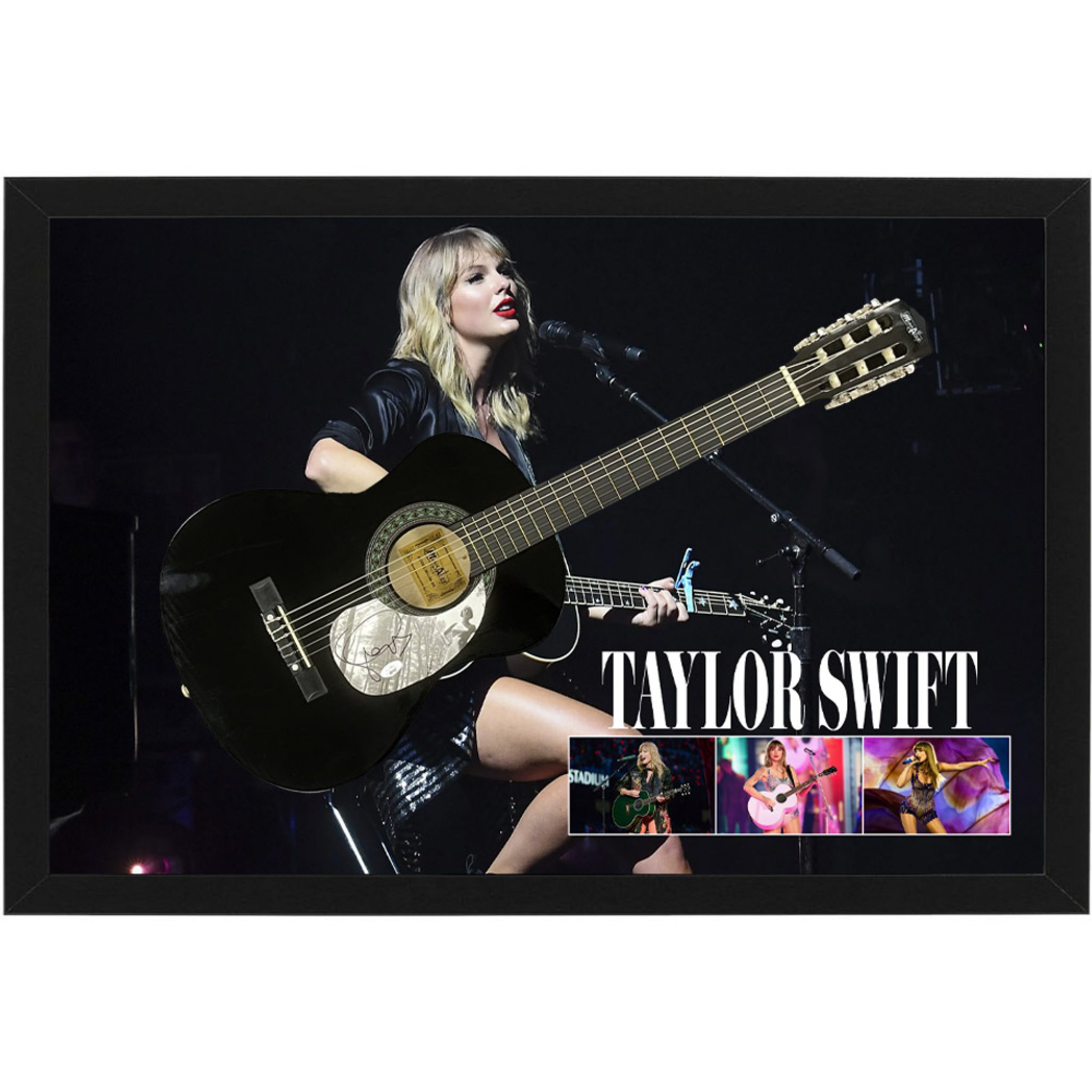 Music – Taylor Swift Hand Signed & Framed Black Acoustic Guitar with ...