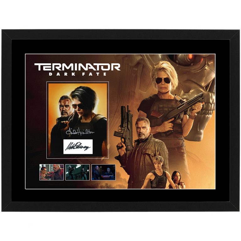 Arnold Schwarzenegger & Linda Hamilton Signed & Framed Terminator Dark ...