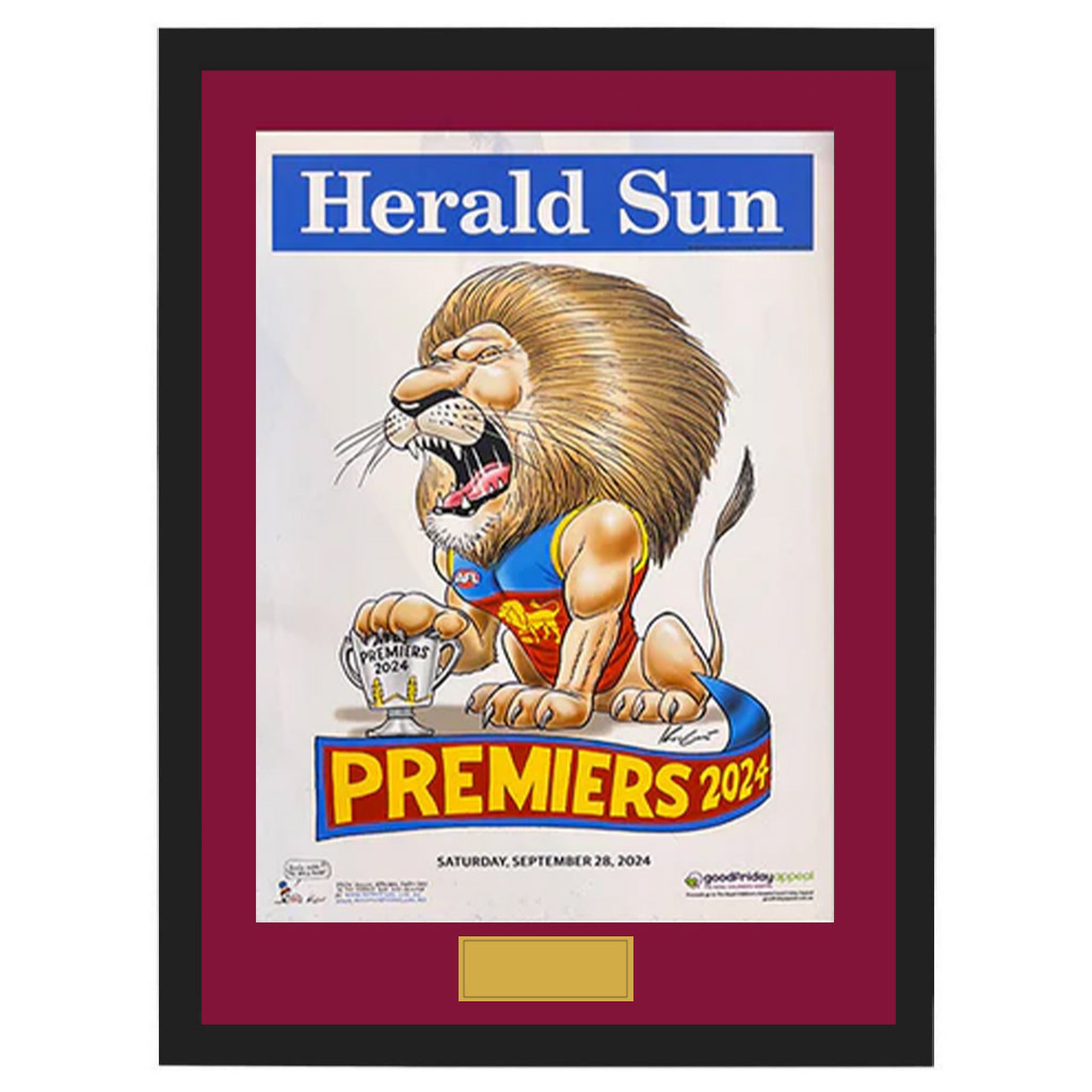 Brisbane Lions 2024 AFL Grand Final Premiership Mark Knight Deluxe With ...