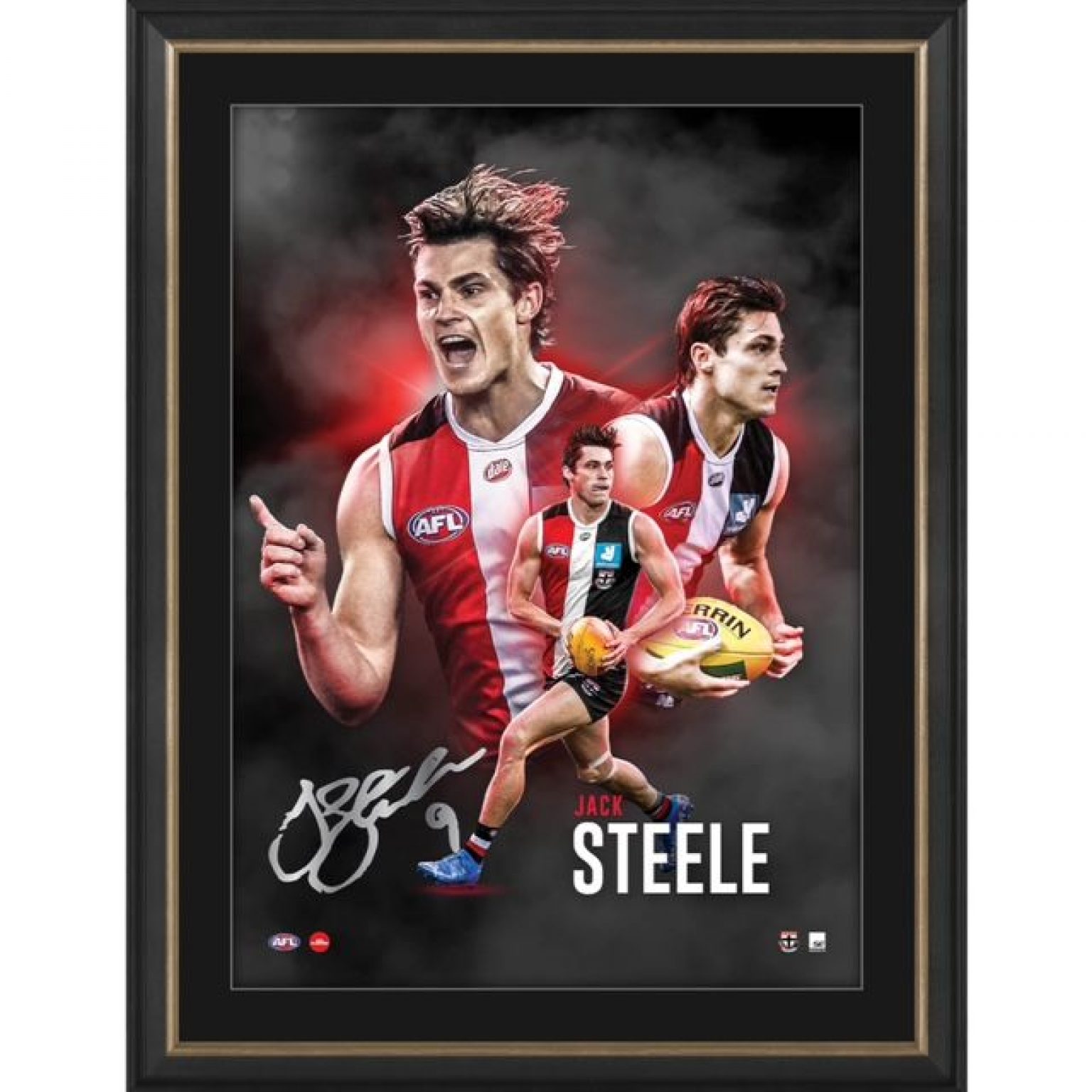 St Kilda Saints Jack Steele Signed & Framed Lithograph | Taylormade Memorabilia | Sports ...