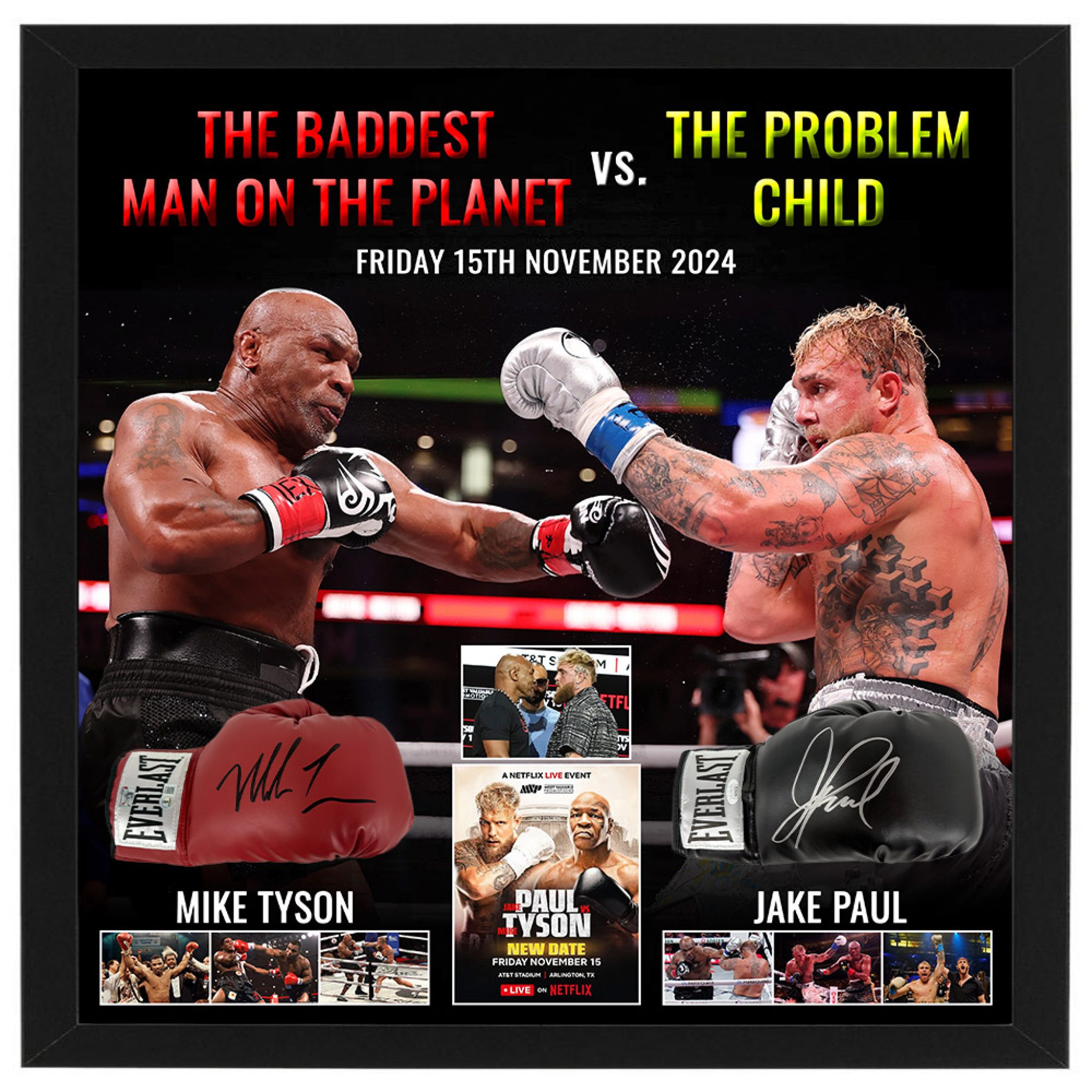 Jake Paul vs Mike Tyson Signed & Framed Boxing Gloves Display (JSA ...