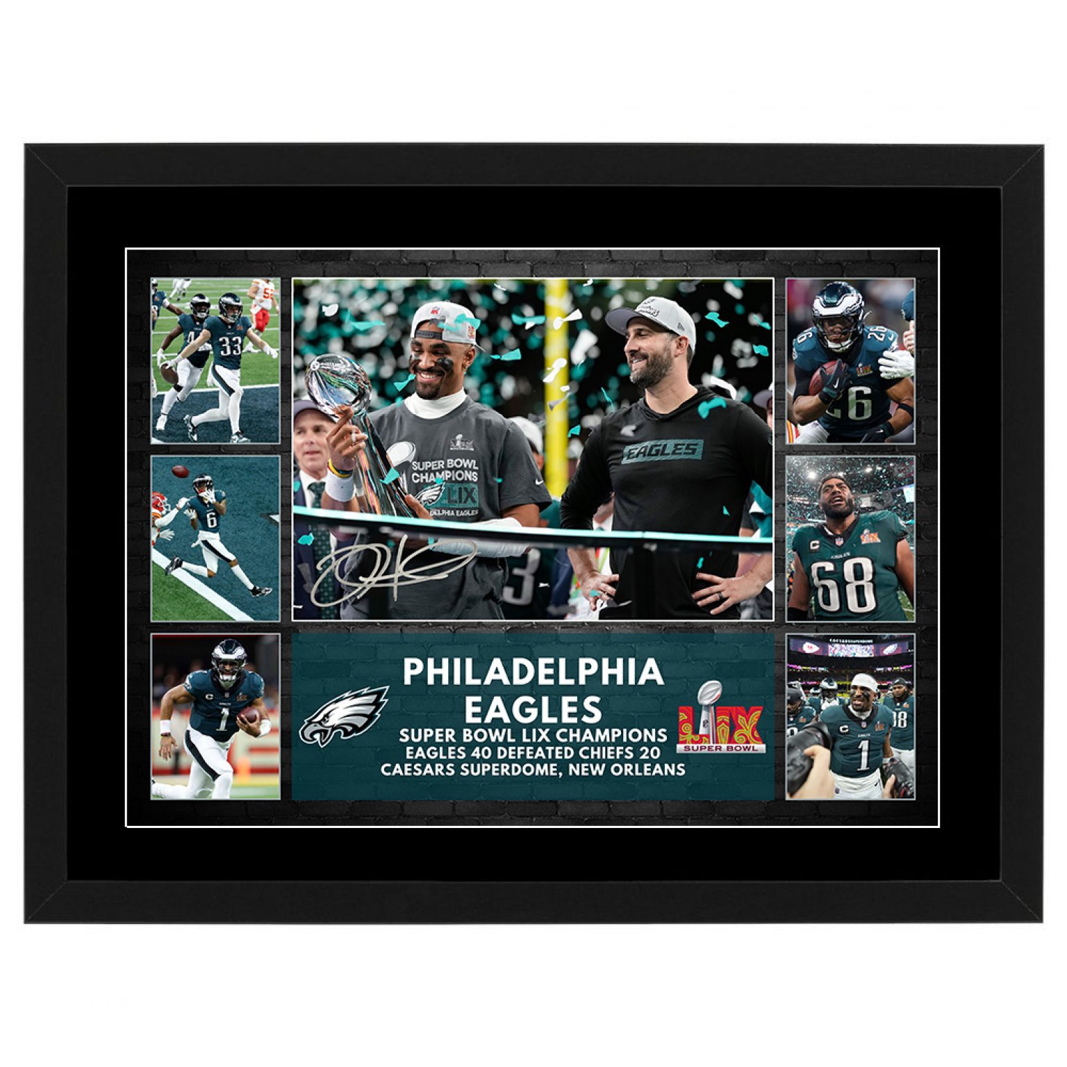 PHILADELPHIA EAGLES 2025 Super Bowl LIX Champions Framed Pre Print ...